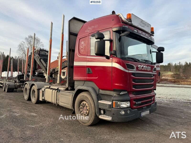 Scania R730 kamion za prevoz drva + šumarska prikolica