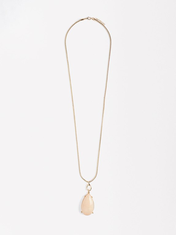 Long Necklace With Teardrop Pendant