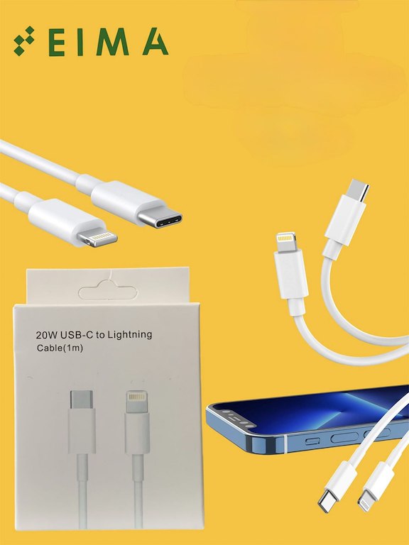 USB data kabl Eima za iPhone 20W Type c na lightning 1m beli