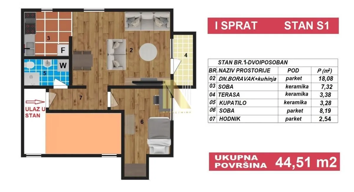 Prodaja, jednosoban stan, 44m2, Novi Sad