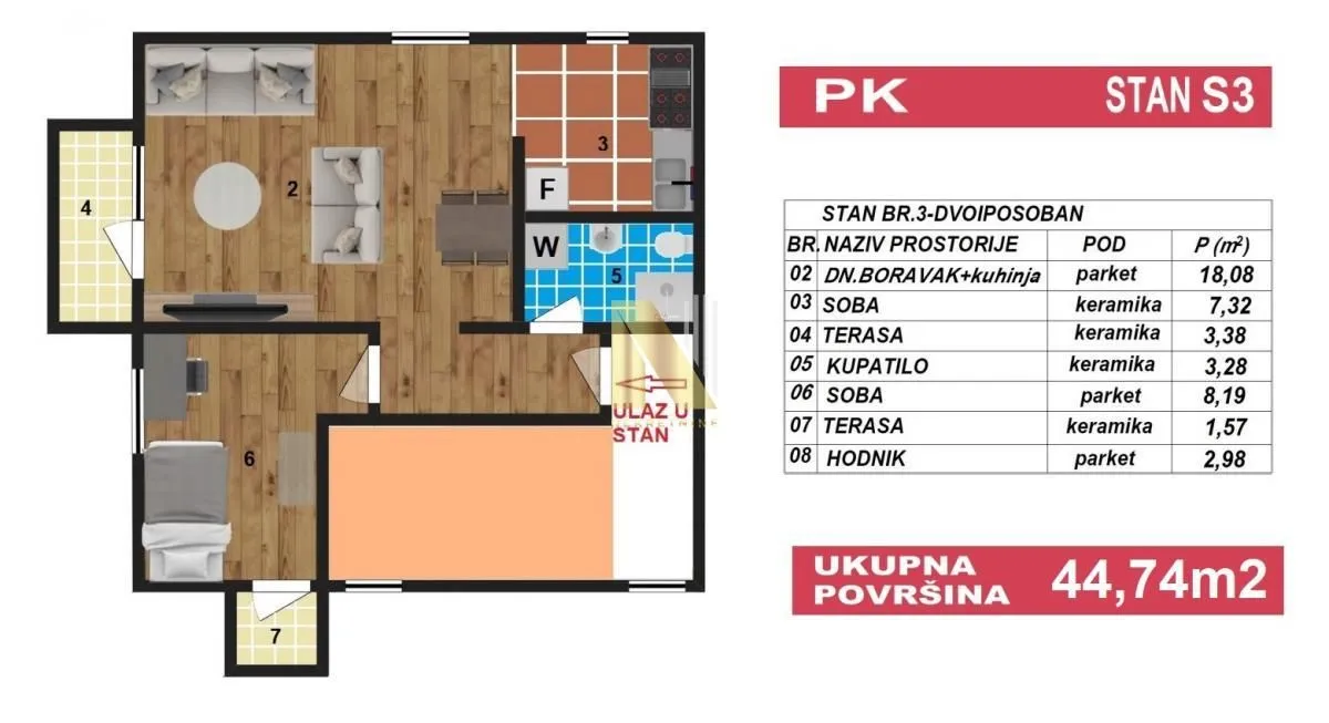 Prodaja, jednosoban stan, 44m2, Novi Sad