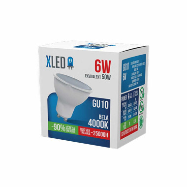 Xled GU10 6W NB 4000K,220V,ugao osvetljenja 100s,480Lm,Bela, LED sijalica