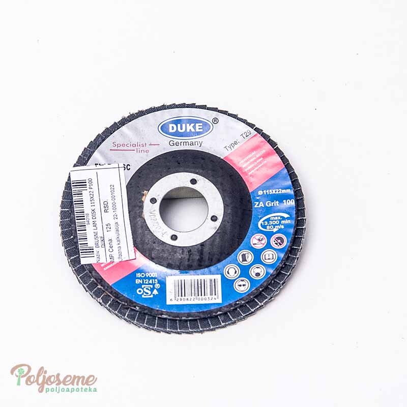 BRUSNI LAM DISK 115X22 P100 DUKE