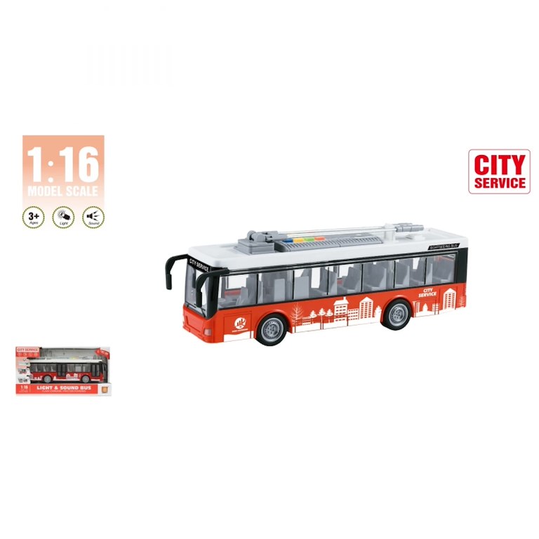 AUTOBUS 1:16 CRVENI SA ZVUKOM I SVETLOM (1/24) WY911A