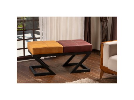 Atelier del Sofa Tabure Brda Mustard Claret Red