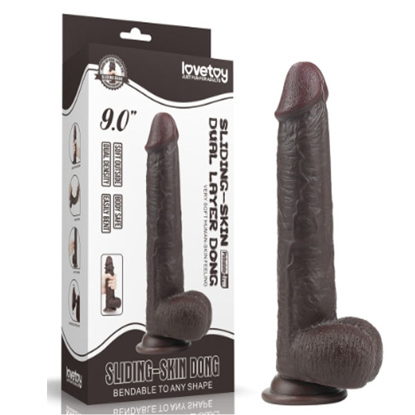 Sliding dildo 9 inch braon