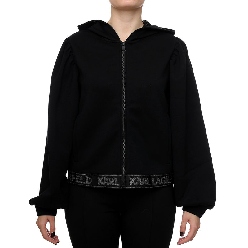 Ženski duks Karl Lagerfeld Glitter Logo Tape Zip Up