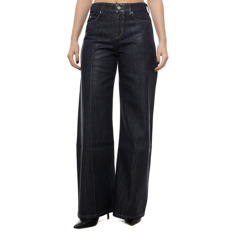 Ženske farmerke Karl Lagerfeld Coated Wide Leg Denim Pants