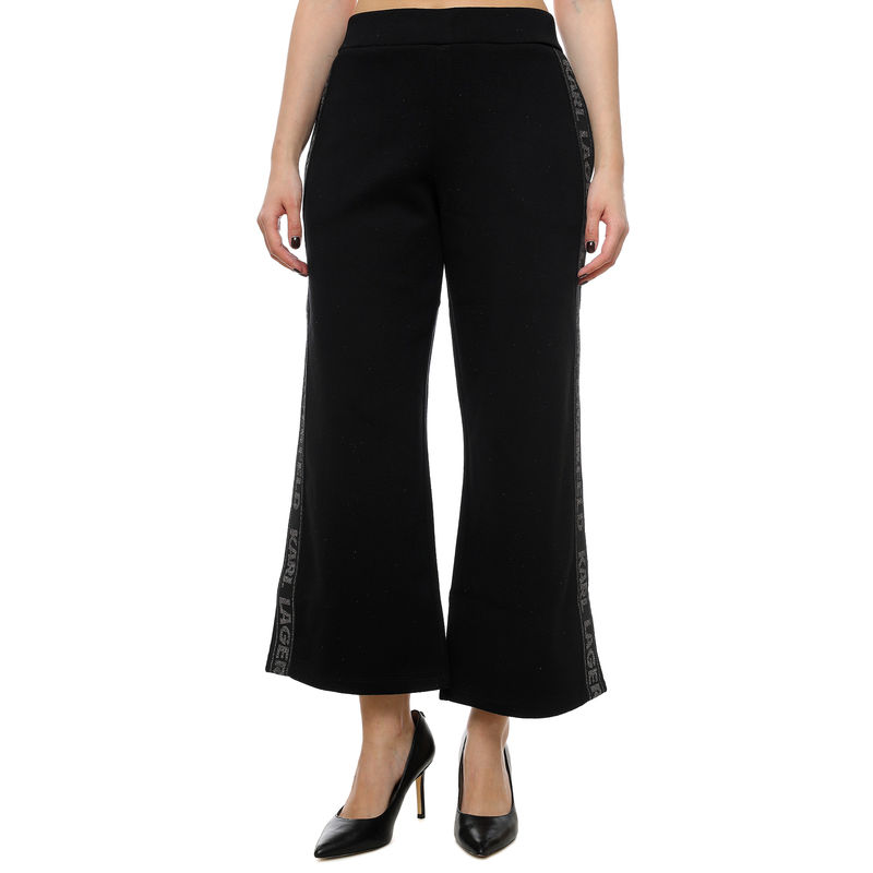 Ženske pantalone Karl Lagerfeld Glitter Logo Tape Culottes