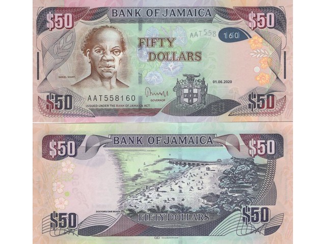 JAMAICA Jamajka 50 Dollars 2020 UNC, P-94 Hibrid