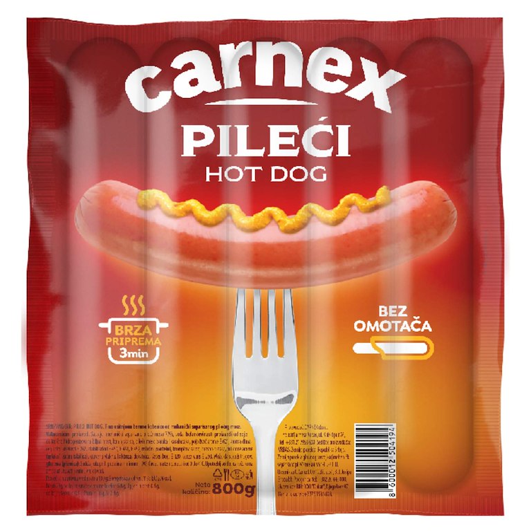 Carnex pileći hot dog 800g carnex