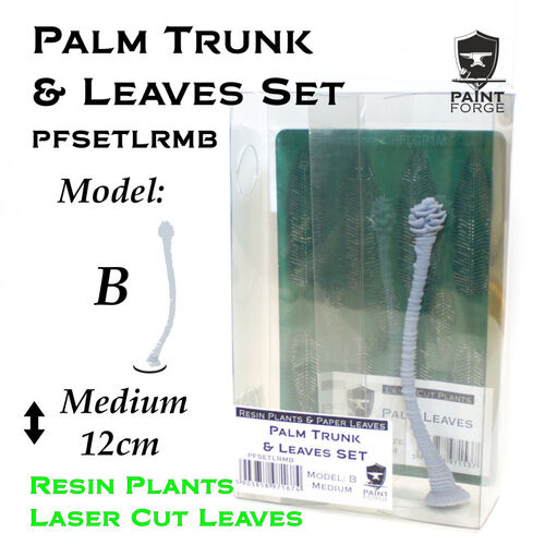 Paint Forge PFSETLRMB Resin Plants And Paper Leaves - Palm Trunk And Leaves Set B, Size M (12cm)