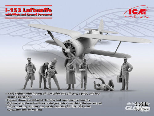 ICM 48094 Polikarpov I-153 with Luftwaffe Pilots and Ground Personnel