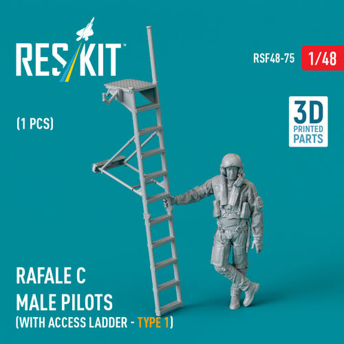 RES/KIT F48-0075 Rafale C Male Pilot (With Access Ladder - Type 1) (1 pc) (3D Printed)