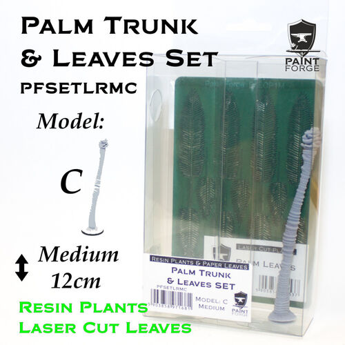 Paint Forge PFSETLRMC Resin Plants And Paper Leaves - Palm Trunk And Leaves Set C, Size M (12cm)