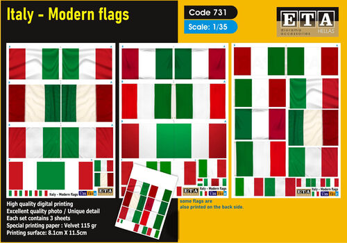 ETA DIORAMA ACCESSORIES 731 Italy - Modern Flags (3 Sheets)