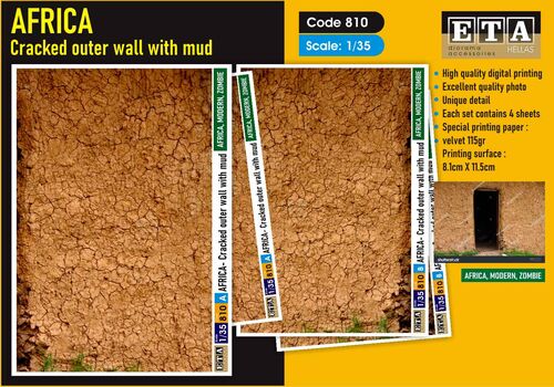 ETA DIORAMA ACCESSORIES 810 Africa - Cracked Outer Wall With Mud (4 Sheets)