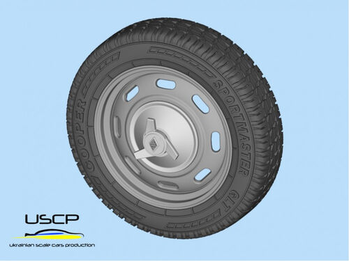 Ukrainian Scale Cars Production (USCP) 24P188 15 Inch Alpine A110 Early Wheels And Tires (3D Printed) (For Tamiya)