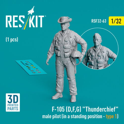 RES/KIT F32-0063 F-105 (D,F,G) 'Thunderchief' Male Pilot (In A Standing Position - Type 1) (1 pc) (3D Printed)