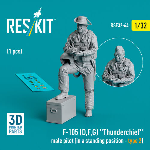 RES/KIT F32-0064 F-105 (D,F,G) 'Thunderchief' Male Pilot (In A Standing Position - Type 2) (1 pc) (3D Printed)