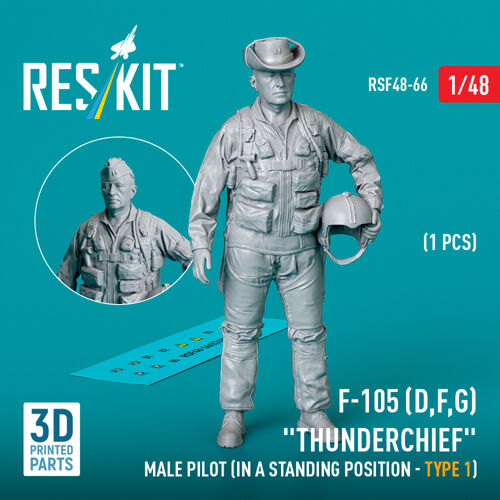 RES/KIT F48-0066 F-105 (D,F,G) 'Thunderchief' Male Pilot (In A Standing Position - Type 1) (1 pc) (3D Printed)