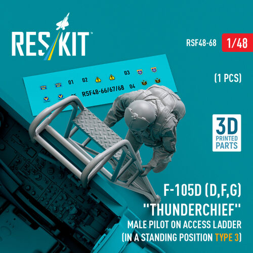 RES/KIT F48-0068 F-105 (D,F,G) 'Thunderchief' Male Pilot On Access Ladder (In A Standing Position - Type 3) (1 pc) (3D Printed)