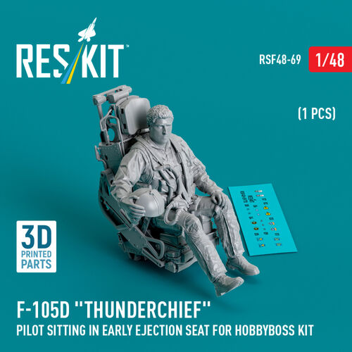 RES/KIT F48-0069 F-105D 'Thunderchief' Pilot Sitting In Early Ejection Seat For HobbyBoss Kit (1 pc) (3D Printed)