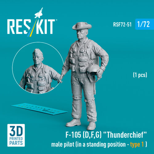 RES/KIT F72-0051 F-105 (D,F,G) 'Thunderchief' Male Pilot (In A Standing Position - Type 1) (1 pc) (3D Printed)