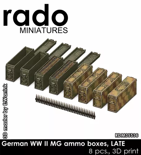 Rado Miniatures 35S36 German WW2 MG Ammo Boxes, Late