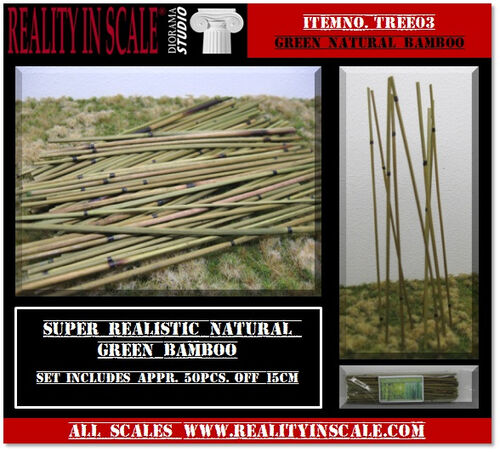 Reality in Scale TREE03 Bamboo Set 1 - Natural Bamboo / Medium Green