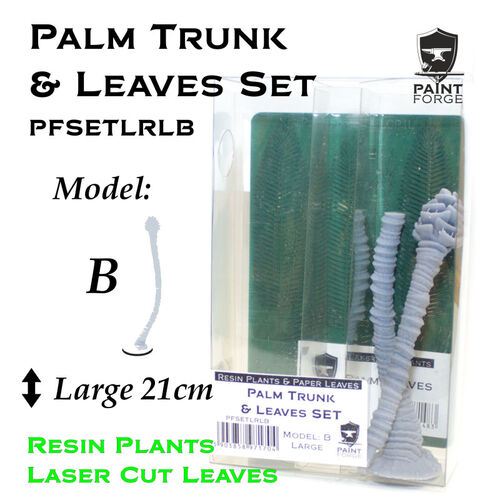 Paint Forge PFSETLRLB Resin Plants And Paper Leaves - Palm Trunk And Leaves Set B, Size L (21cm)