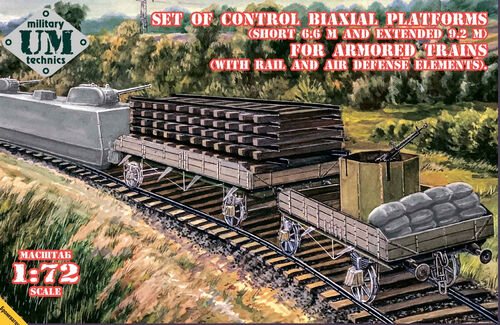 UM MT 706 Set Of Control Biaxial Platforms (Short 6,6m And Extended 9,2m) For Armored Trains (With Rail And Air Defense Elements)