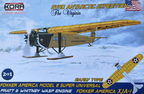 Kora Models KPK72193 Fokker America Model 8 Super Universal, Fokker America XJA-I (2 In 1) - Byrd Antarctic Expedition 'The Virginia' (Early Type, Pratt And Whitney Wasp Engine)