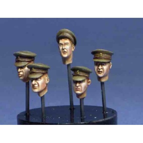 Resicast 355633 5 Heads of British Soldiers in Peaked Caps