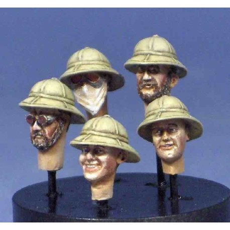 Resicast 355649 British WWII 5 Soldier Heads with Wolseley Helmets