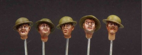 Resicast 357011 British WWI 5 Soldiers Heads with Helmets
