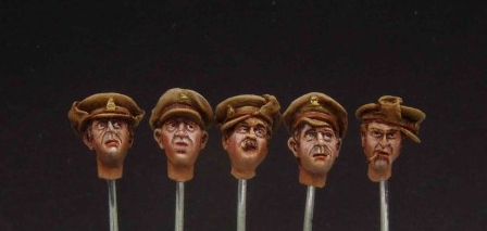 Resicast 357012 British WWI 5 Soldiers Heads with Caps