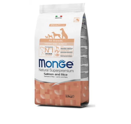 MONGE ALL BREEDS Puppy & Junior - Losos 2,5kg