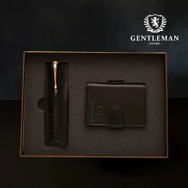 PS041 | GOLD SET OLOVKA SA FUTROLOM + CARD HOLDER GENTLEMAN