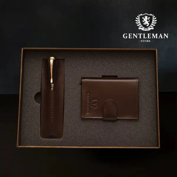 PS042 | GOLD SET OLOVKA SA FUTROLOM + CARD HOLDER GENTLEMAN