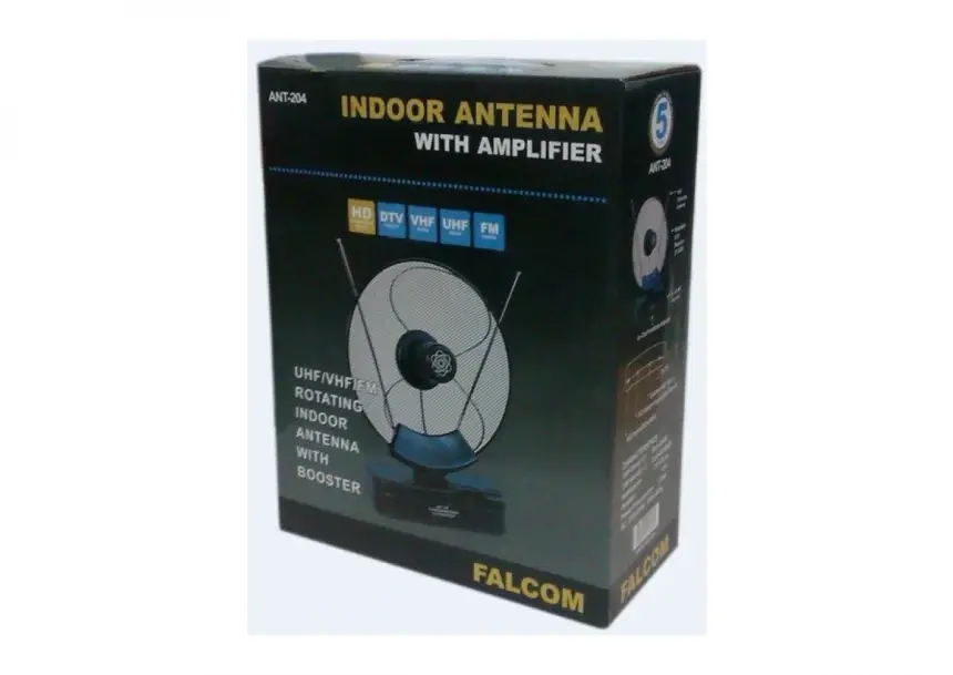 Antena ANT-204 Sobna sa pojacalom, 20-36db, UHF/VHF/DVB-T2, crna FO