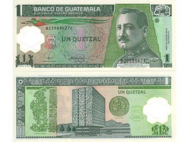 GUATEMALA Gvatemala 1 Quetzal 2008 UNC, P-115 Polymer