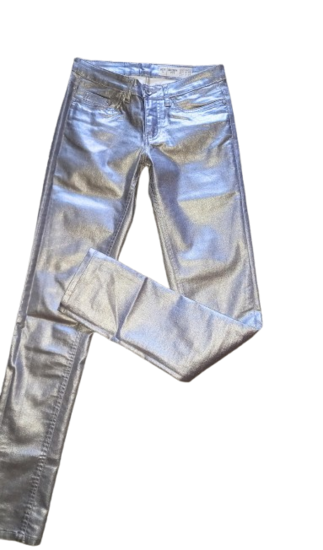 Srebrne voskirane pantalone