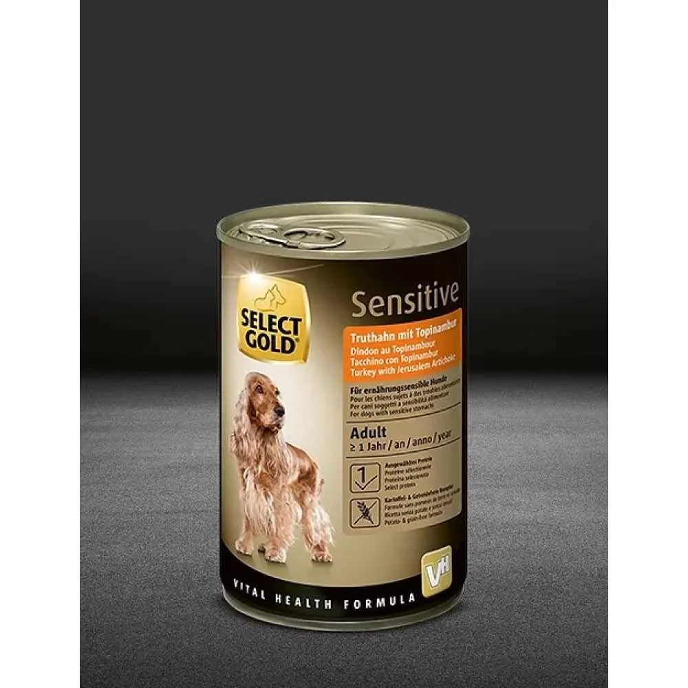 SELECT GOLD Dog Sensitive konzerva Adult - Ćuretina i artičoka 6x400g