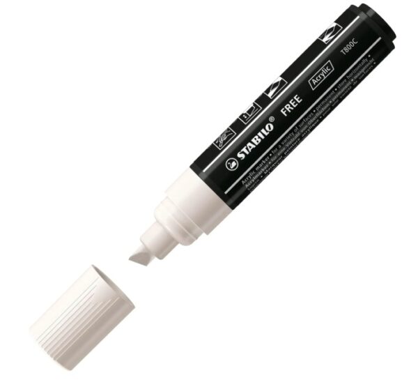 Marker na vodenoj bazi kosi vrh 4-10mm T800c BELI, STABILO FREE