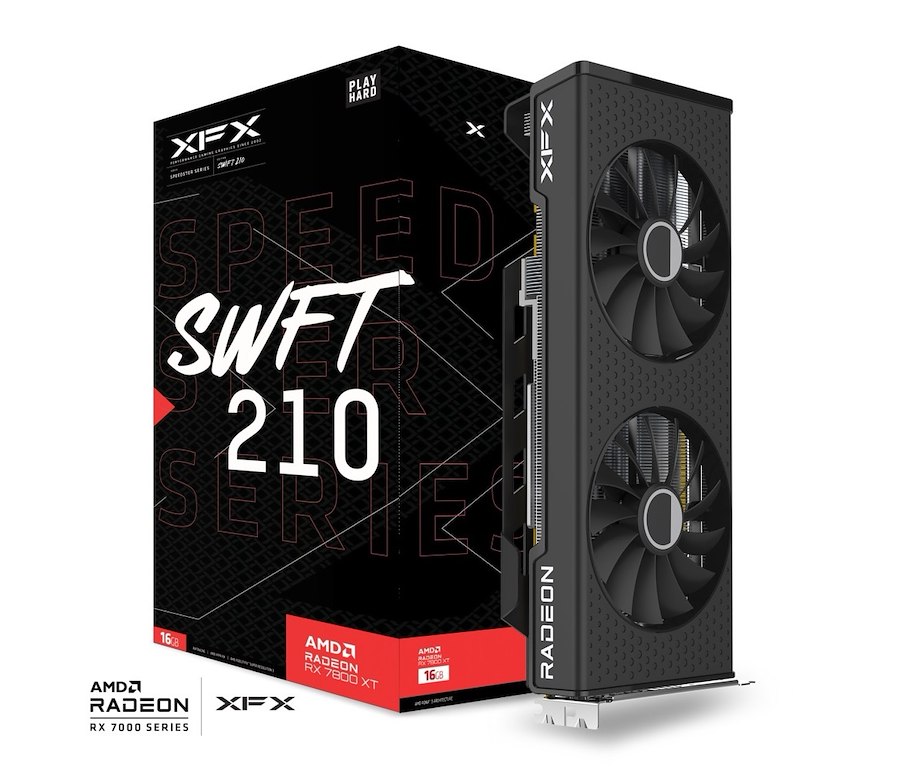 XFX AMD Radeon RX-7800XT SWFT210 16GB GDDR6, 2430 MHz / 19.5 Gbps, 3x DP, 1x HDMI, 2x FAN 2.5 slot , RX-78TSWFTFP