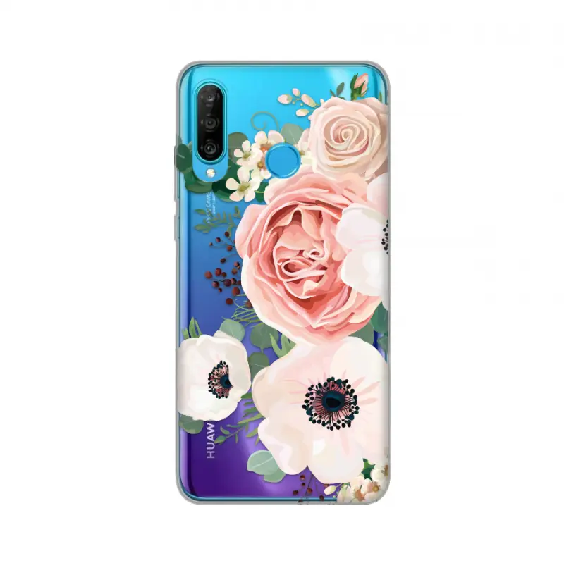 Maska za telefon Silikonska Print Skin za Huawei P30 Lite Luxury Pink Flowers