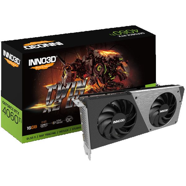 INNO3D Video Card INNO3D GEFORCE RTX 4060 Ti 16GB TWIN X2 OC (2595MHz 18Gbps) 16GB GDDR6 128-bit DP+DP+DP+HDMI VA55N AD1066780 ( N40