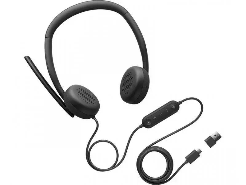 DELL WH3024 Wired Headset Slušalice sa mikrofonom, Na uvo, Crne