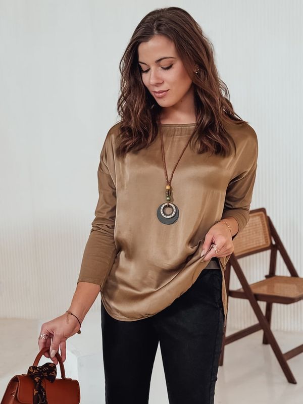 BLUZKA DAMSKA OVERSIZE SILKINEA Z WISIORKIEM KHAKI DSTREET